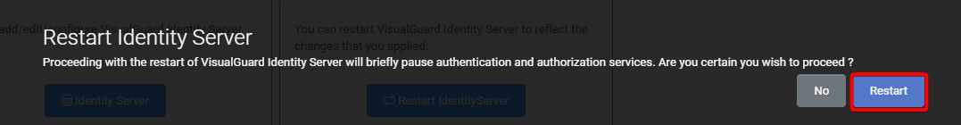 Restart IdentityServer – Visual Guard