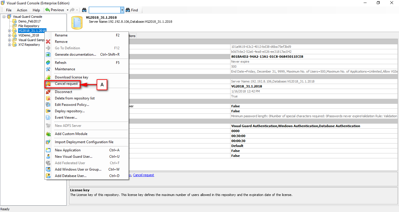 Cancelling a Request – Visual Guard