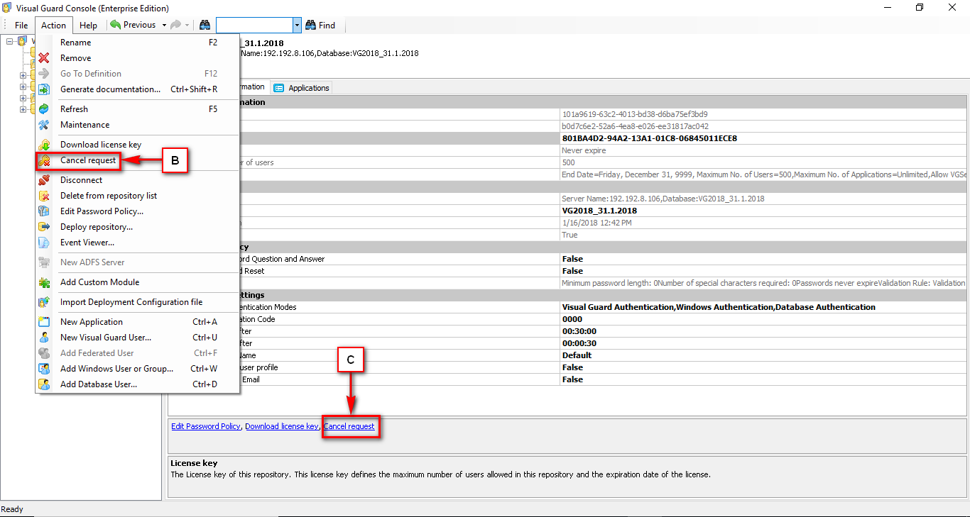 Cancelling a Request – Visual Guard
