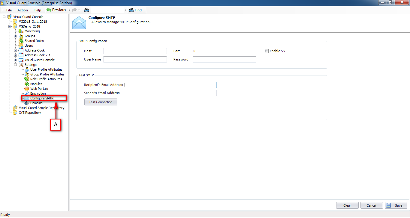Configure SMTP – Visual Guard