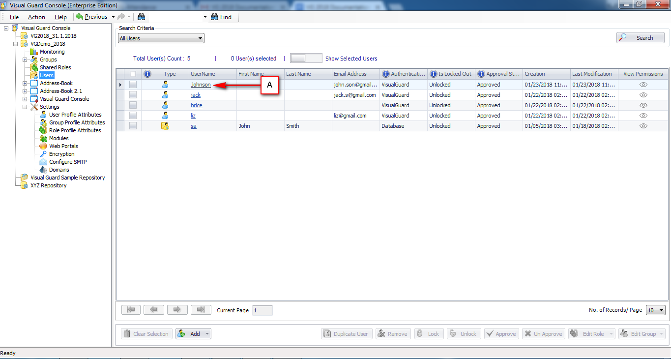 Create a Visual Guard User – Visual Guard