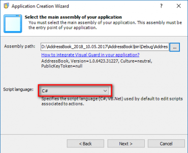 New Winform Application – Visual Guard