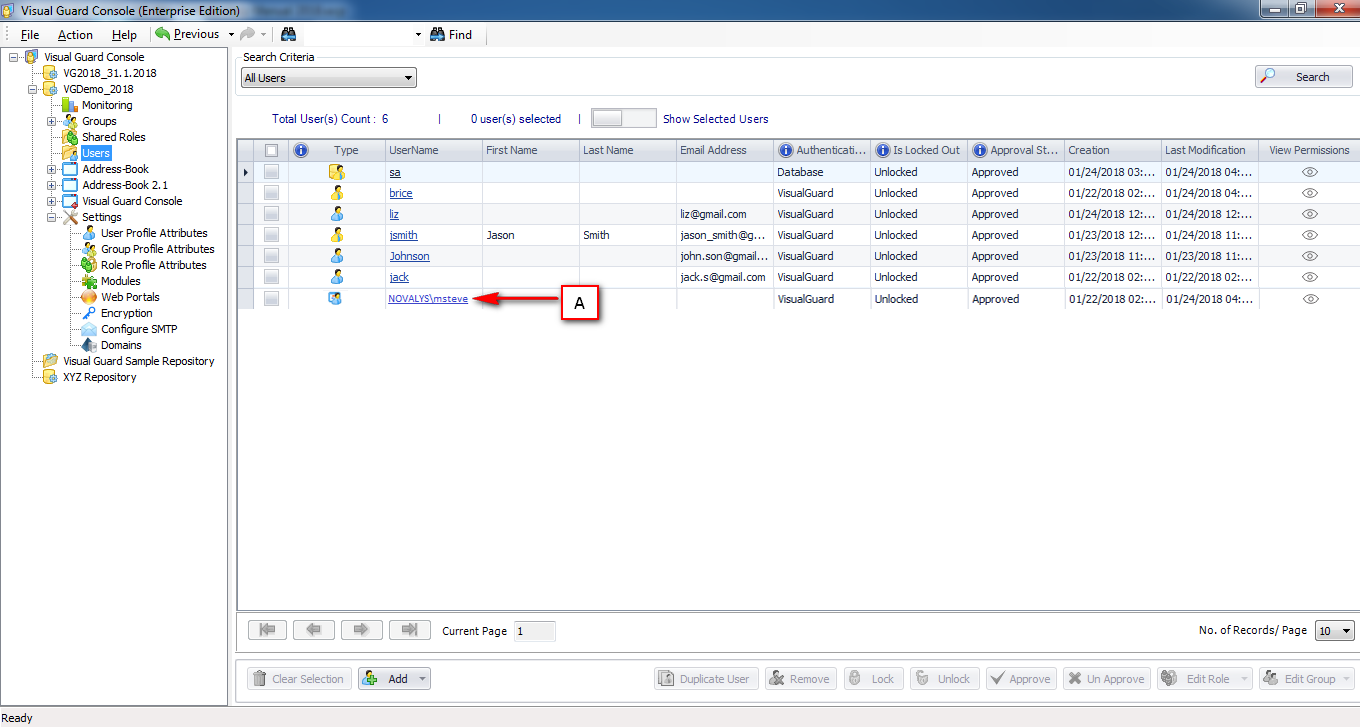 Create a windows User – Visual Guard
