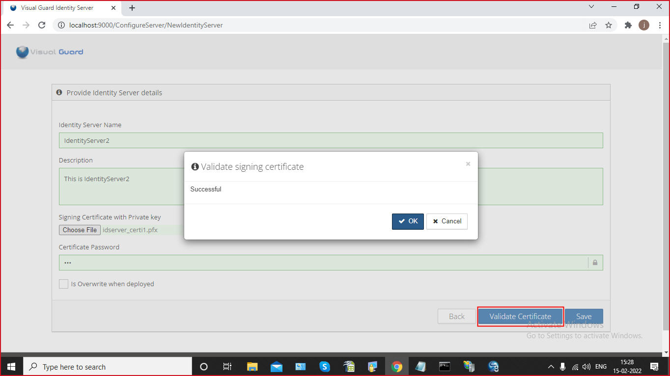 Configuring VG Identity Server Instance – Visual Guard