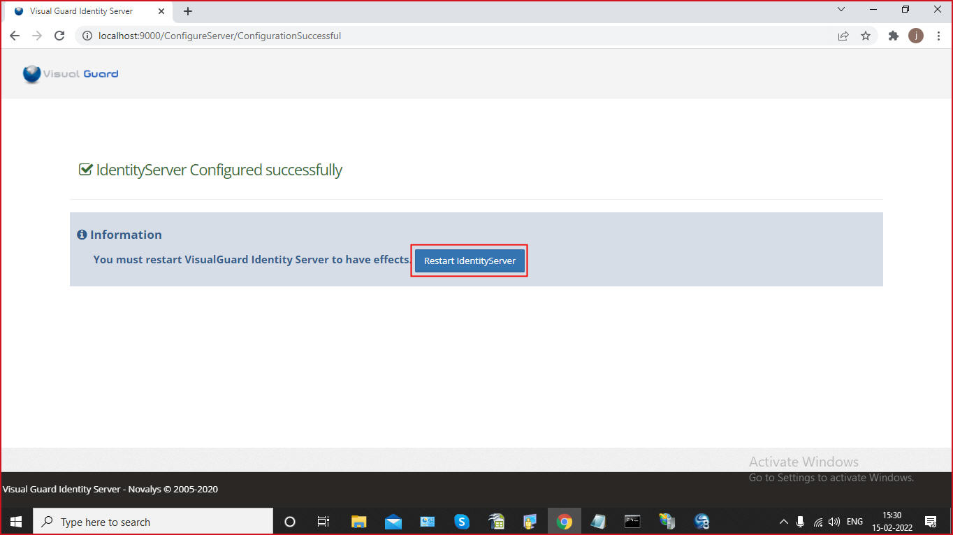 Configuring VG Identity Server Instance – Visual Guard