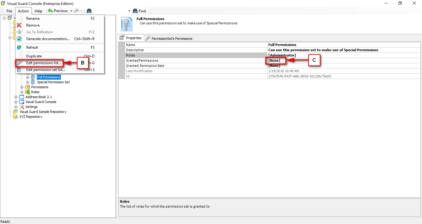 Edit Permission List – Visual Guard