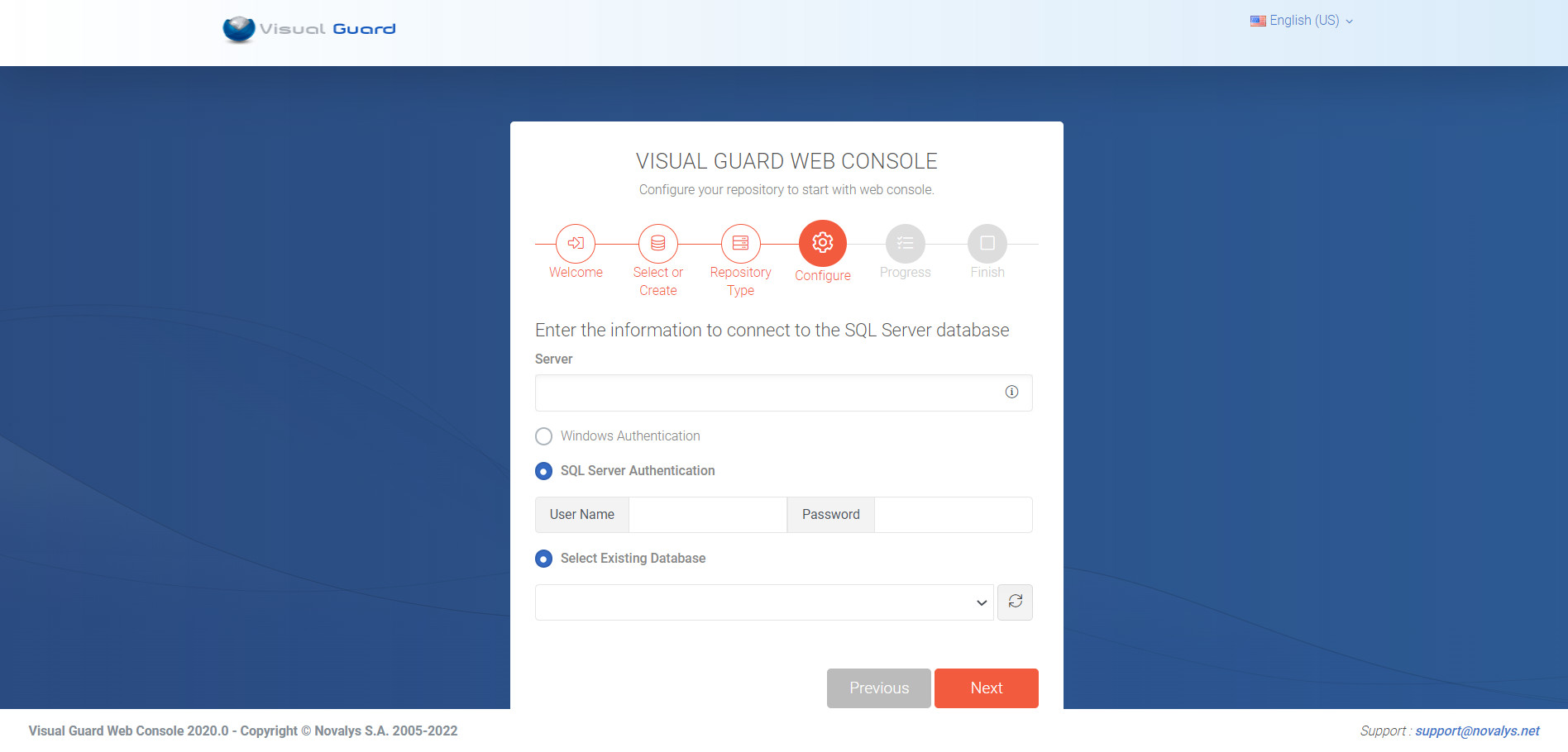 Create or select an existing repository – Visual Guard