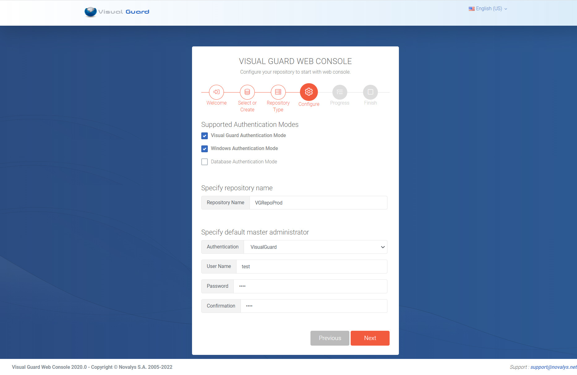 Create or select an existing repository – Visual Guard