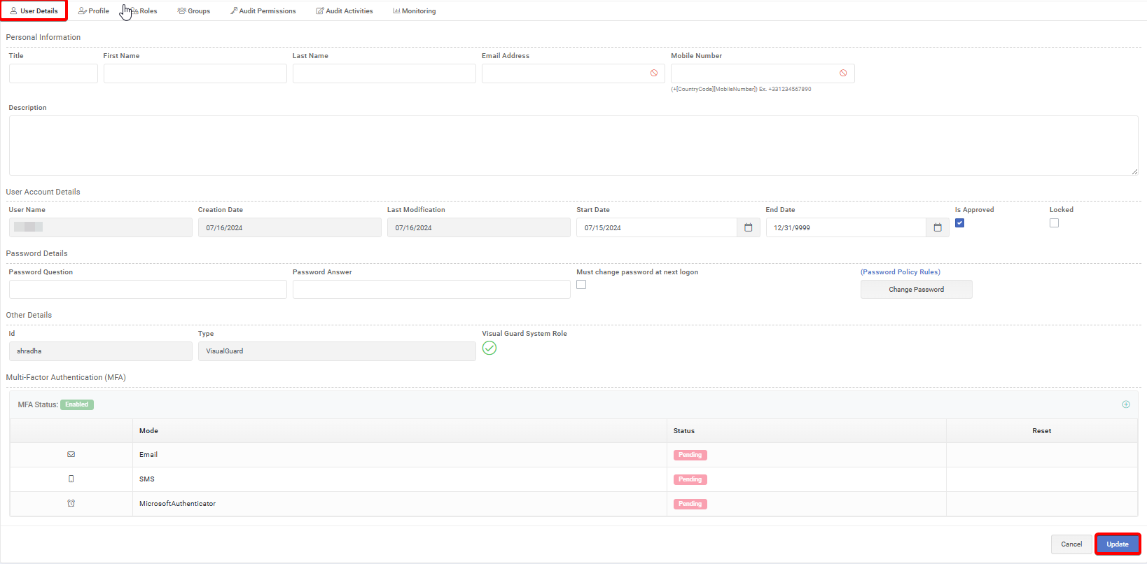User – Visual Guard