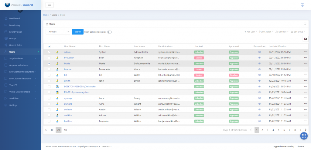 WebConsole – Visual Guard