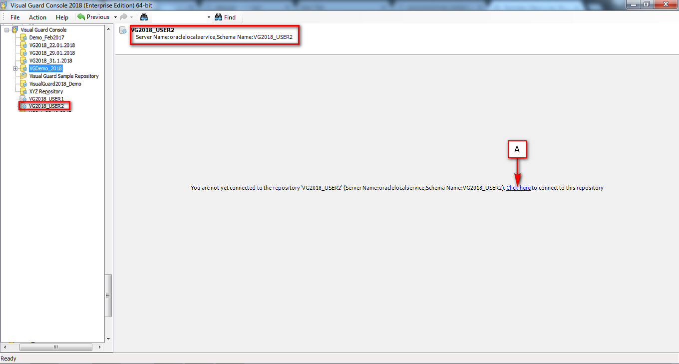 Add an Existing Repository (Oracle) – Visual Guard