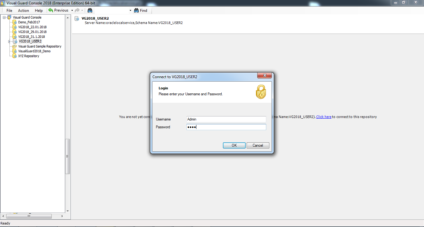 Add an Existing Repository (Oracle) – Visual-Guard