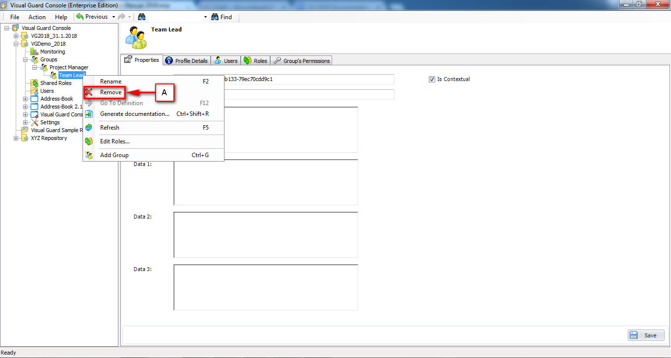 Remove a Group – Visual Guard