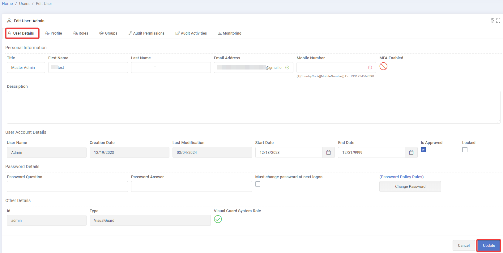 User – Visual-Guard