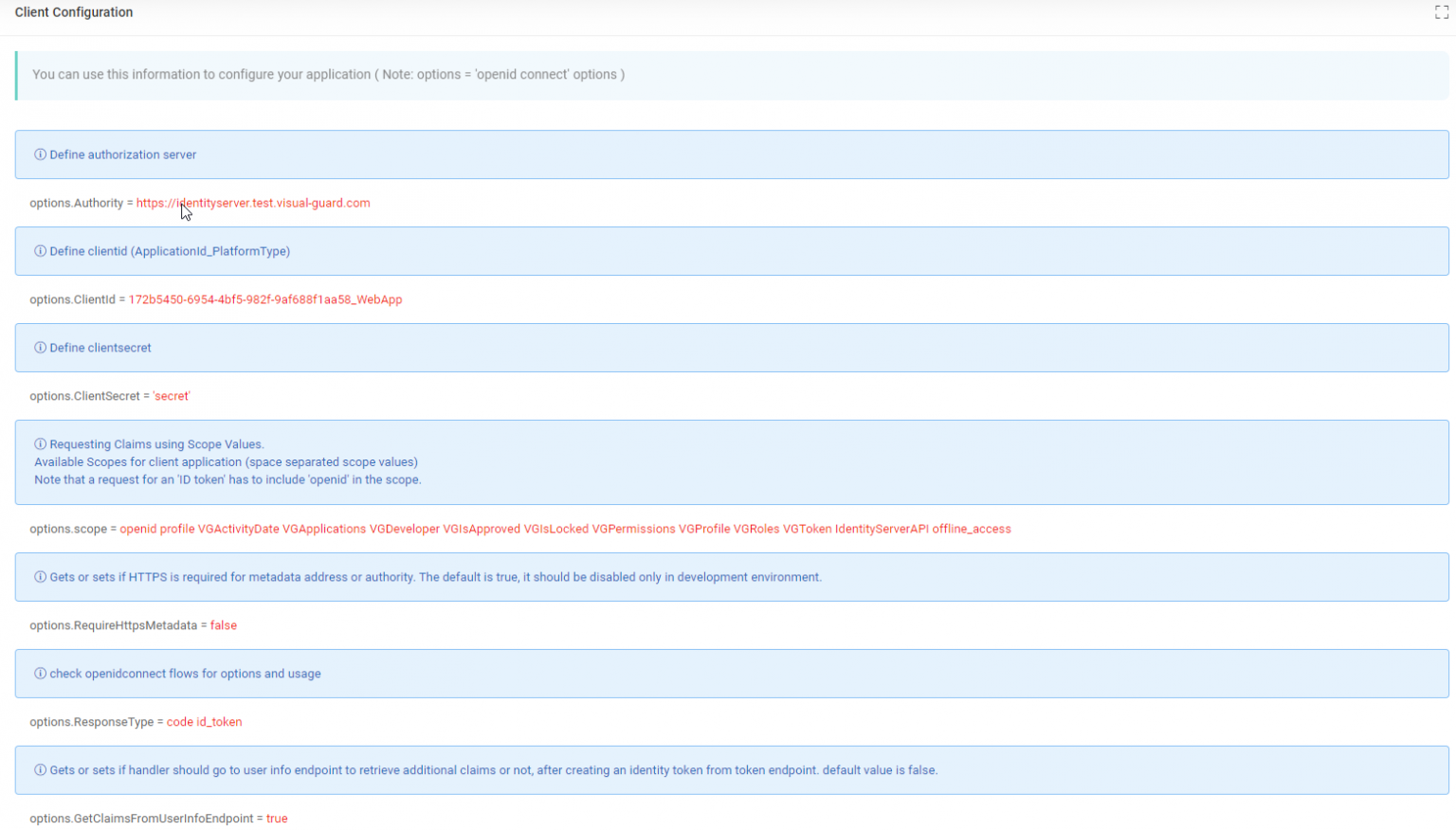 Client Configuration – Visual Guard