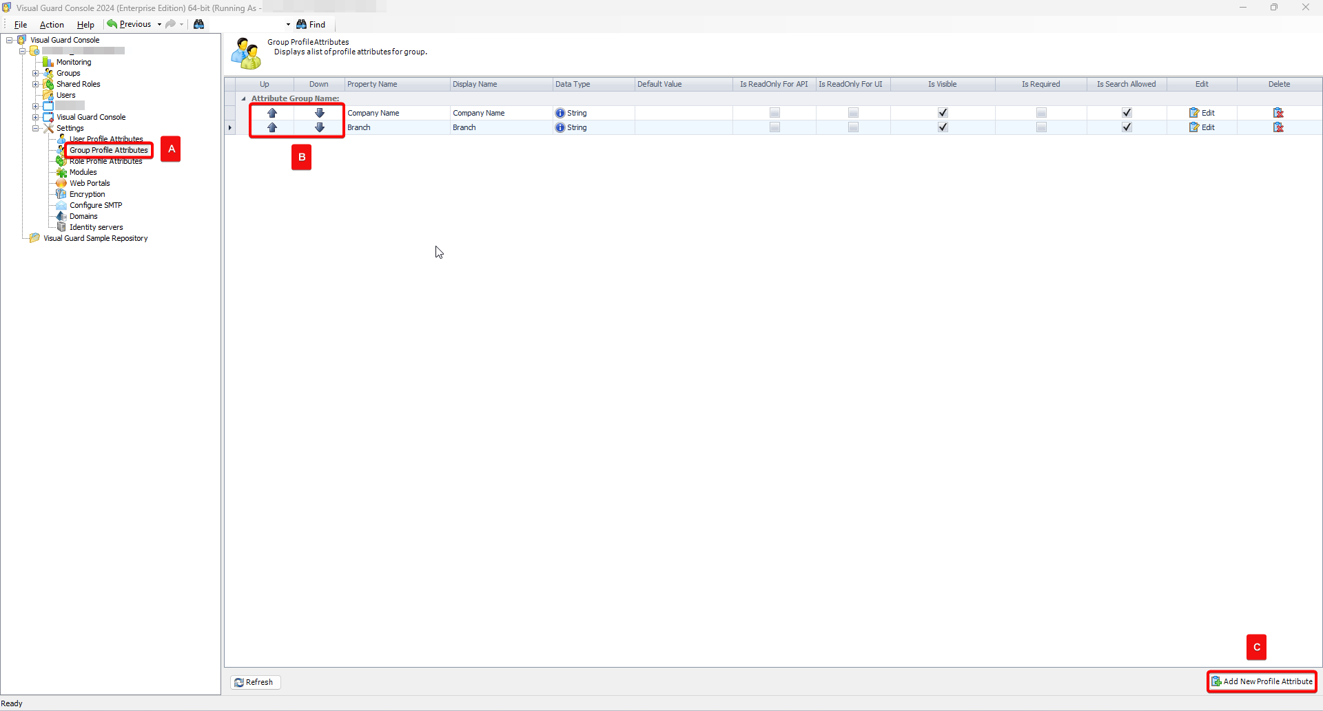 Group Profile Attributes – Visual Guard