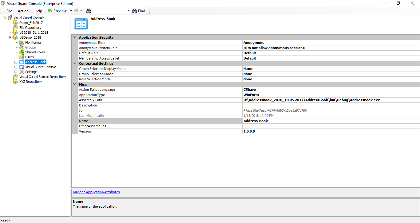 Edit Application – Visual Guard
