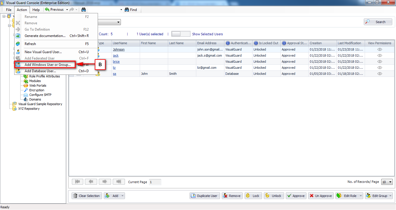 Create a Windows User – Visual Guard